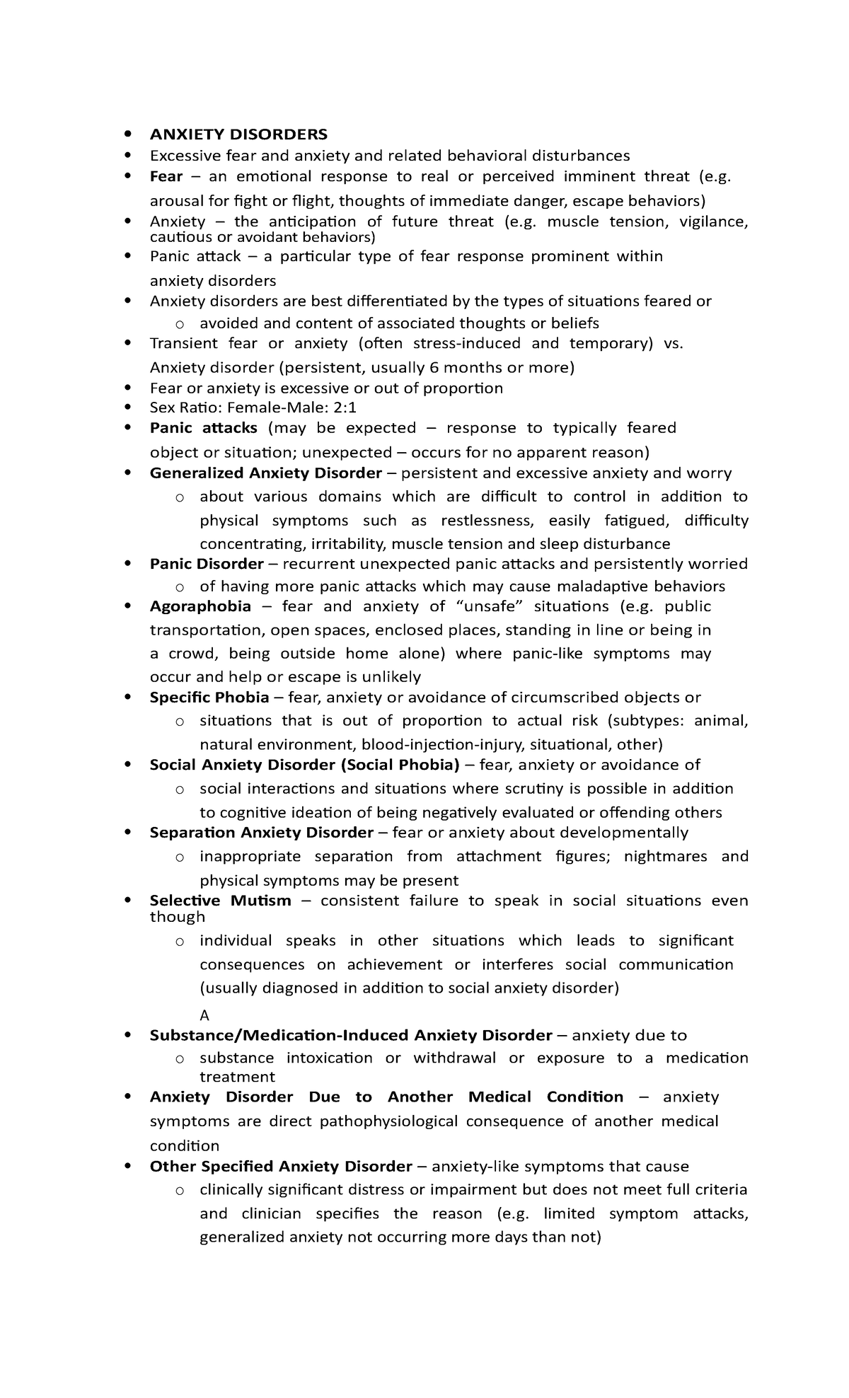 Ilide bbb bbbbbbbbbbbbbbbbbbbbbbb - ANXIETY DISORDERS Excessive fear ...