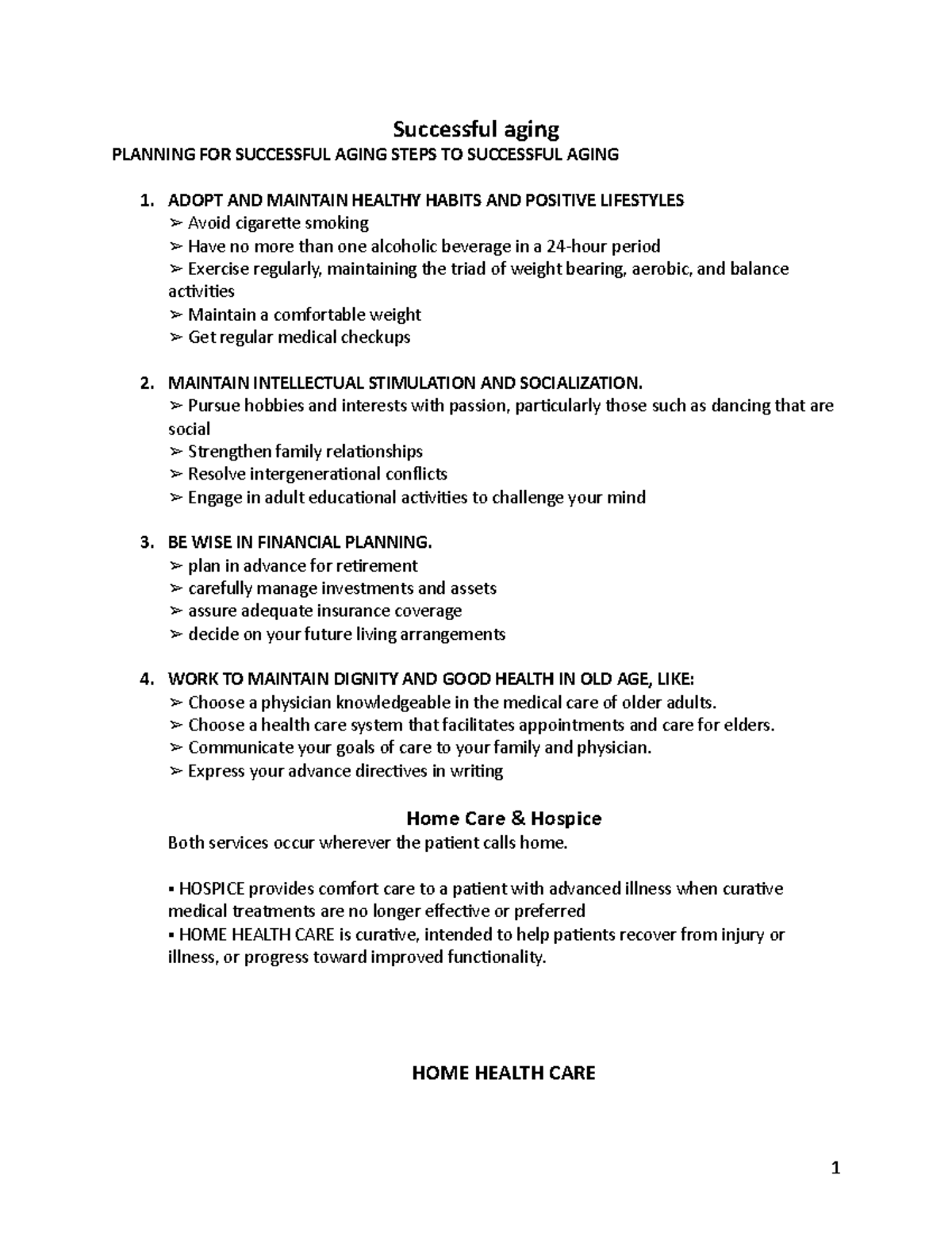 Gerontology (13TH Lecture) - Planning FOR Successful Aging Steps TO ...