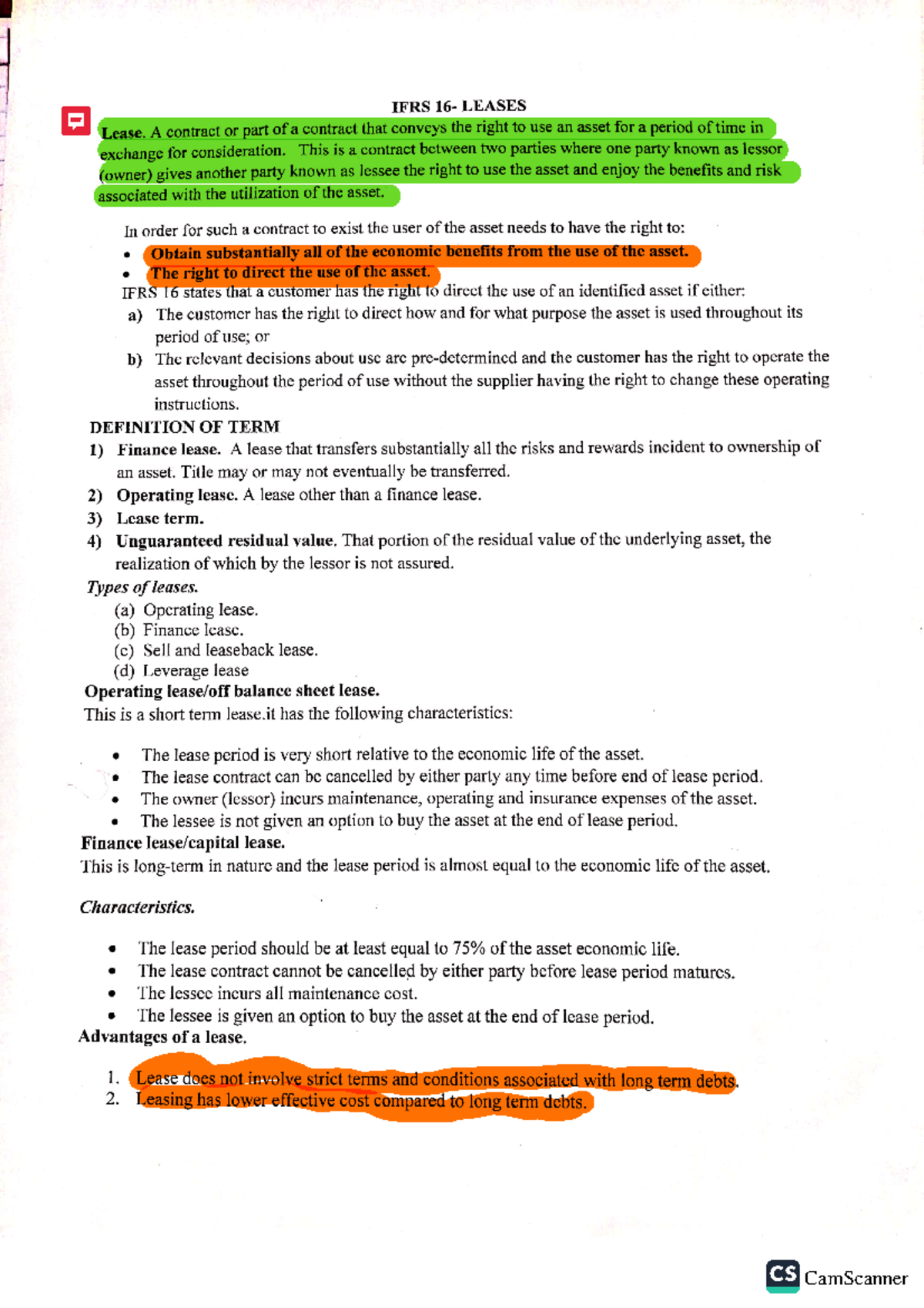 Leases (IFRs 16) - updated version with notes & highights - IFRS LEASES ...