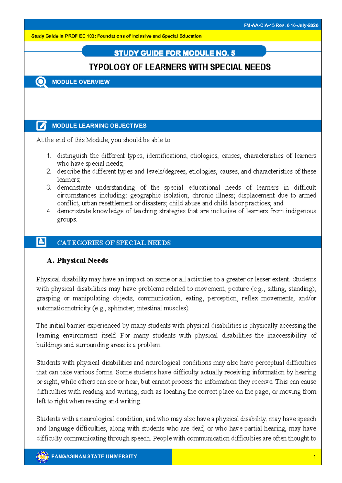 Module 5 - good - PANGASINAN STATE UNIVERSITY Study Guide in PROF ED ...