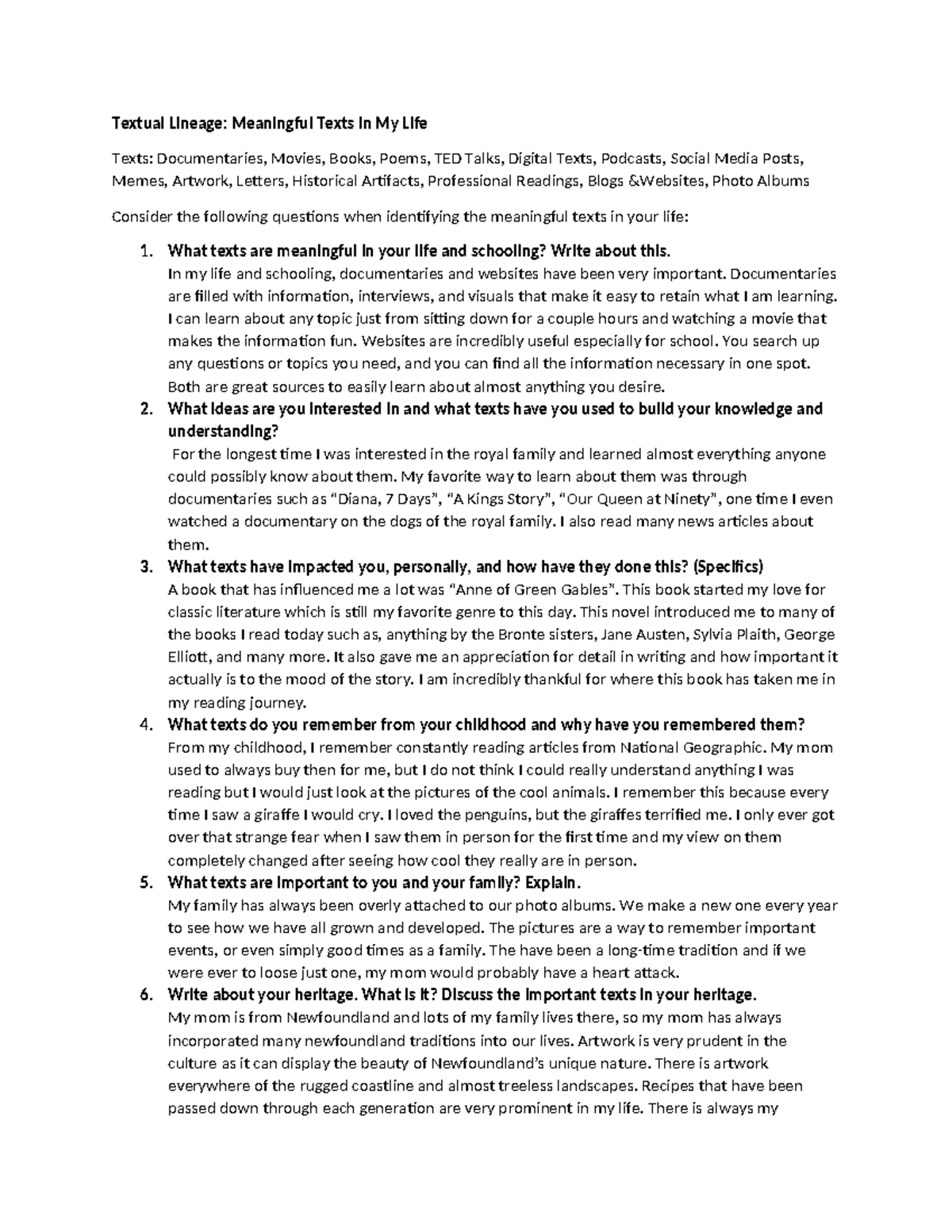 Meaningful Texts - What texts are meaningful in your life and schooling ...