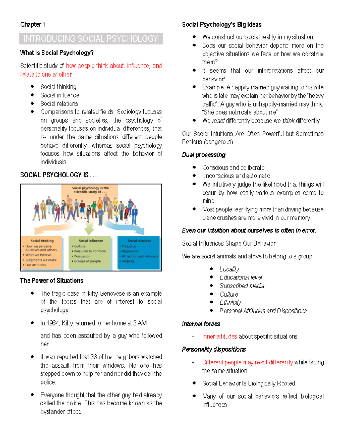 Socpsy Prelim - Chapter 1 INTRODUCING SOCIAL PSYCHOLOGY What Is Social ...