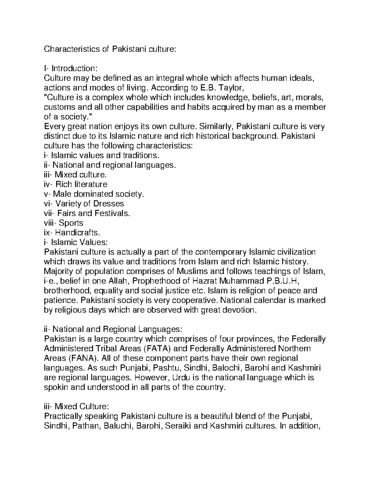 Culture of Pakistan - Characteristics of Pakistani culture: I ...