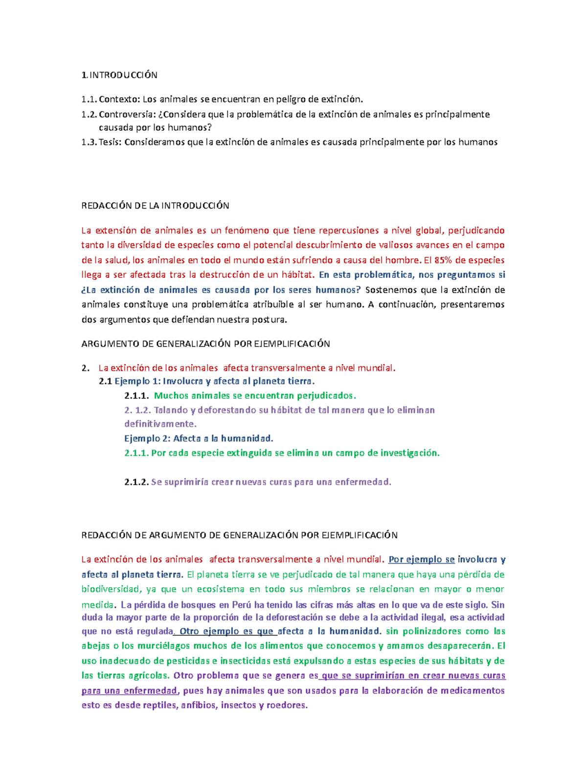 Modelo de argumento de generalización Grupo 10 - 1ÓN 1. Contexto: Los ...