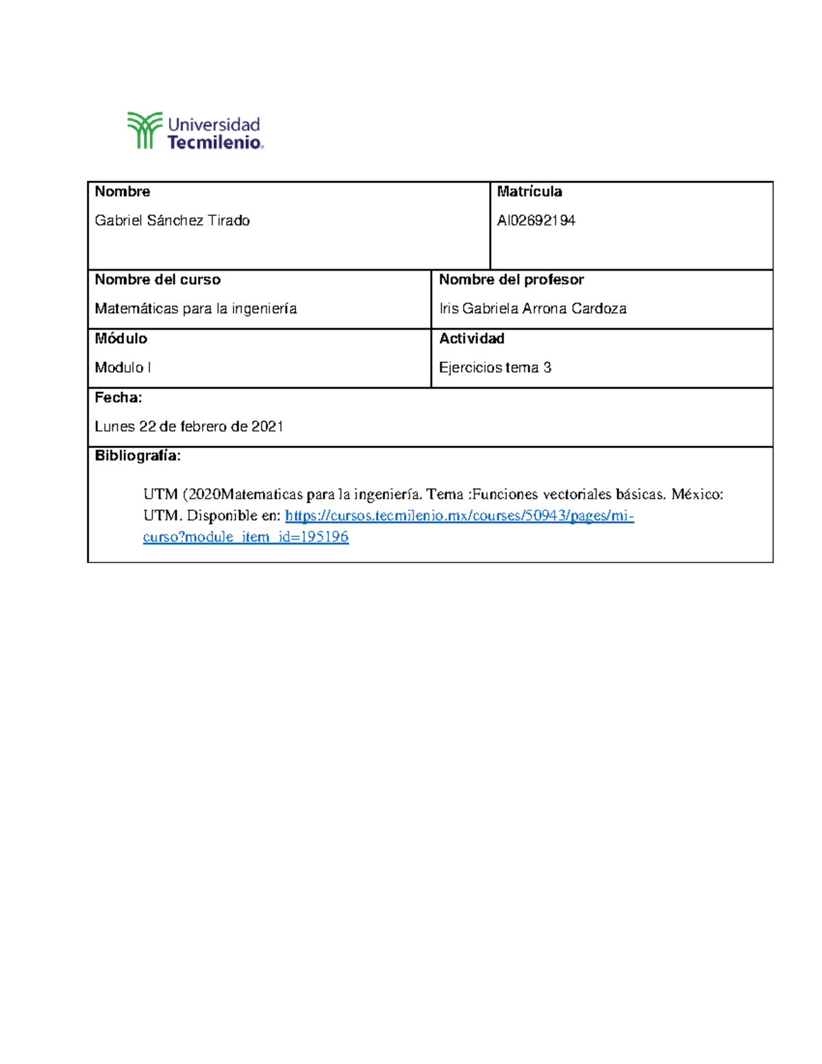 Ejercicios tema 3 - solo las respuestas de el ejercicio 3 - Nombre ...