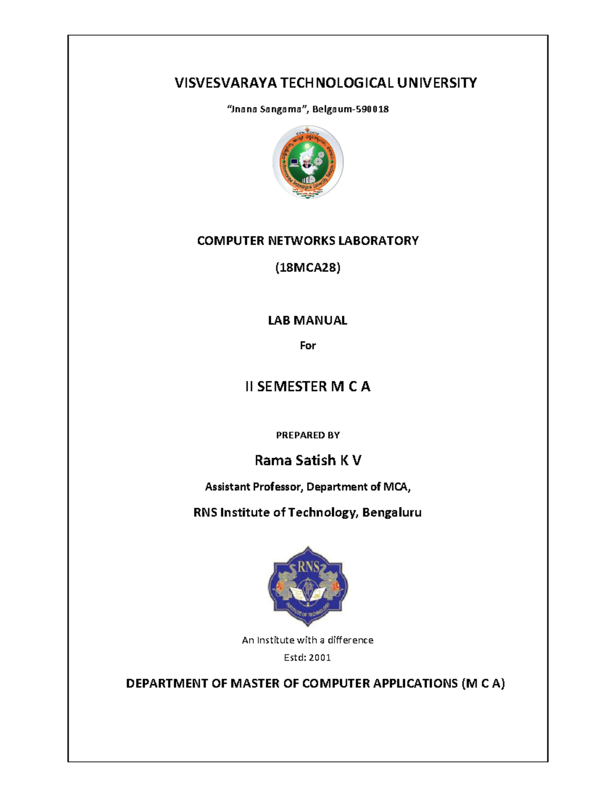 [2020] CN Lab Manual - VISVESVARAYA TECHNOLOGICAL UNIVERSITY “Jnana ...