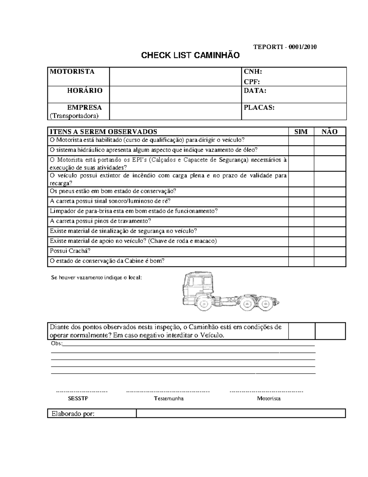 PT munch - procedimentos - TEPORTI - 0001/ CHECK LIST CAMINHÃO ...