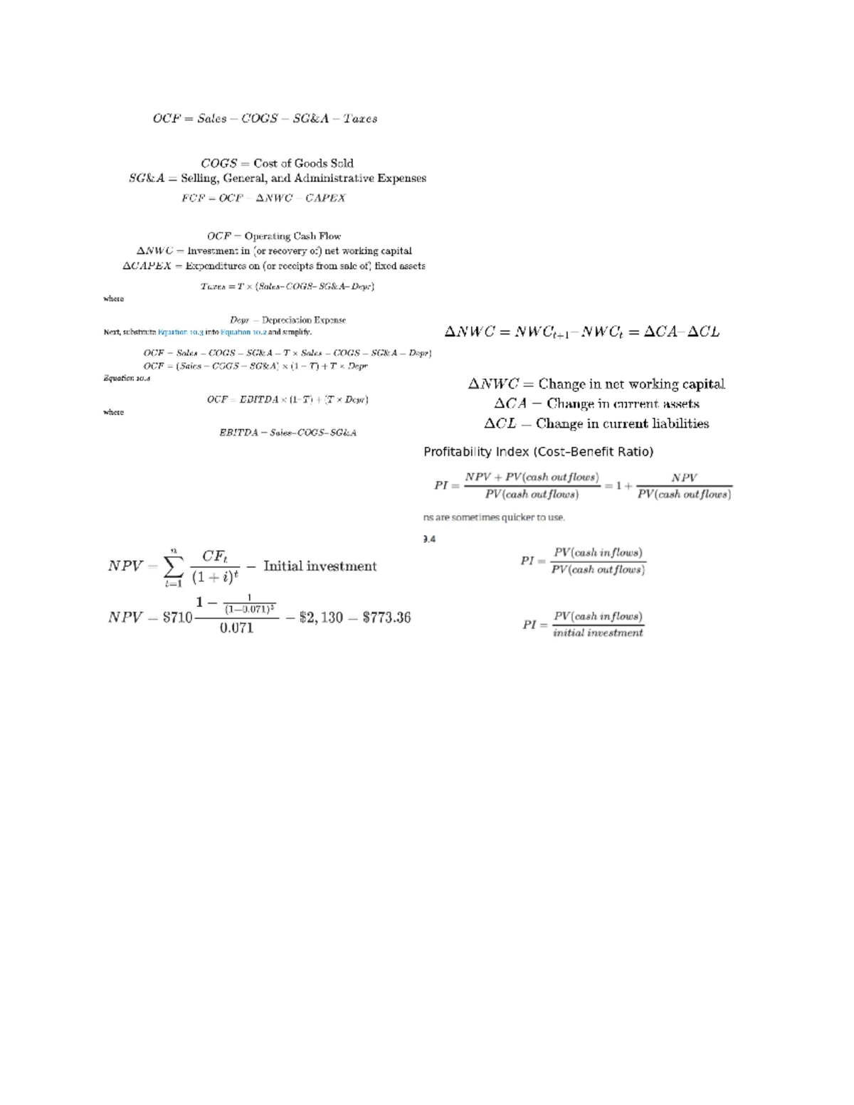 Finance 2 Equations - BU 393 - Studocu