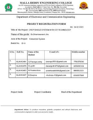 Mini Registration Form - Institute Vision: To be a premier center of ...