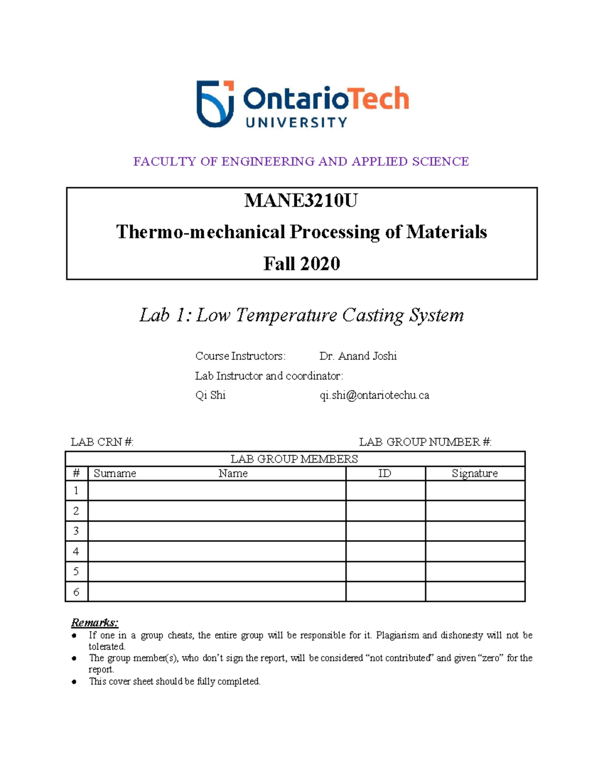 Lab 1.pdf - LAb 1 of themro mech - FACULTY OF ENGINEERING AND APPLIED ...