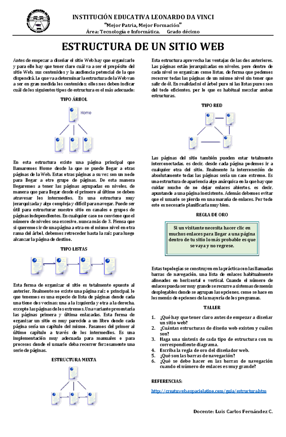 Estructura DE UN Sitio WEB - Docente: Luis Carlos Fern·ndez C ...