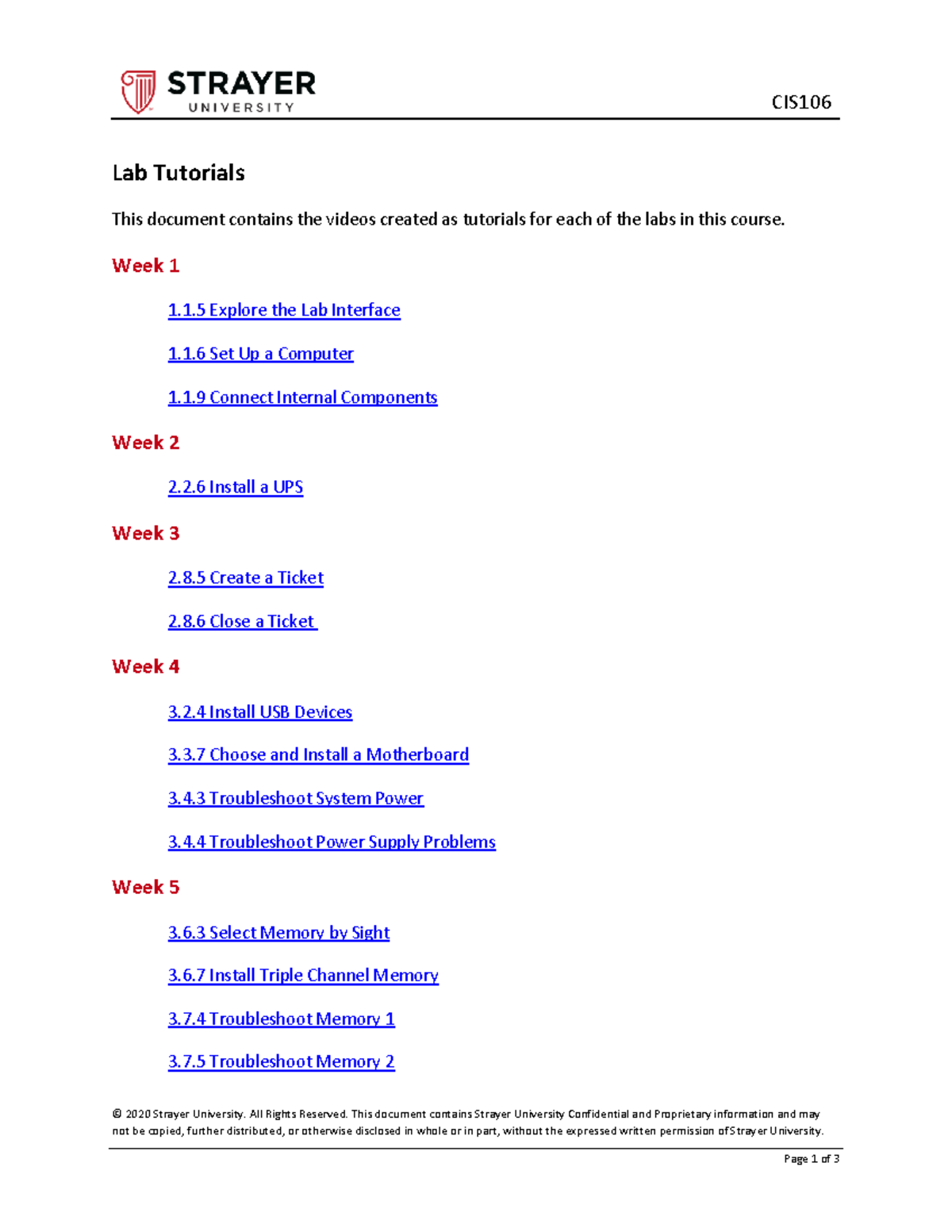 CIS106 Lab Tutorials - Lab help - CIS © 2020 Strayer University. All Rights Reserved. This ...