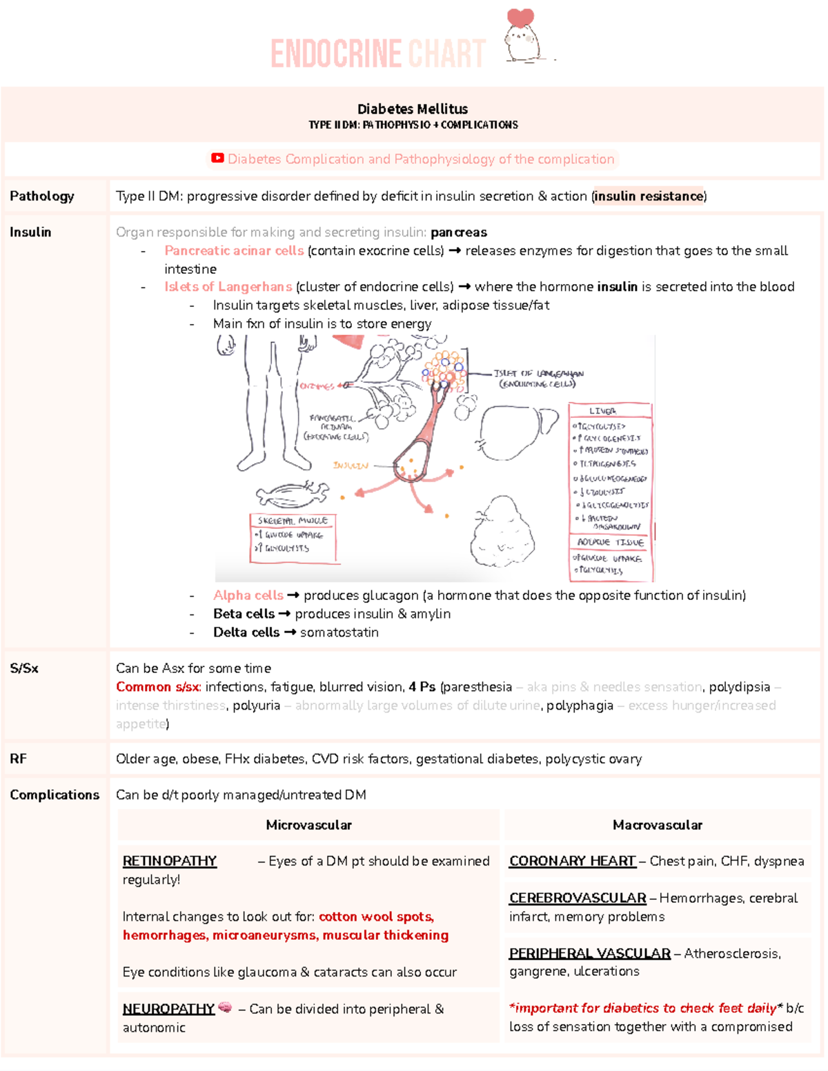 Endocrine Disorders Charts - ENDOCRINE CHART Diabetes Mellitus TYPE II ...