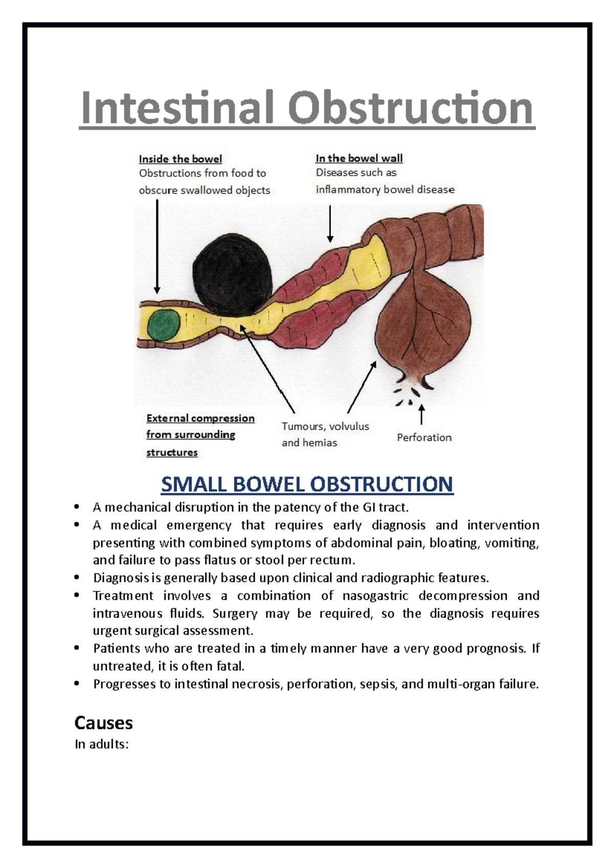Intestinal Obstruction - Intestinal Obstruction SMALL BOWEL OBSTRUCTION ...