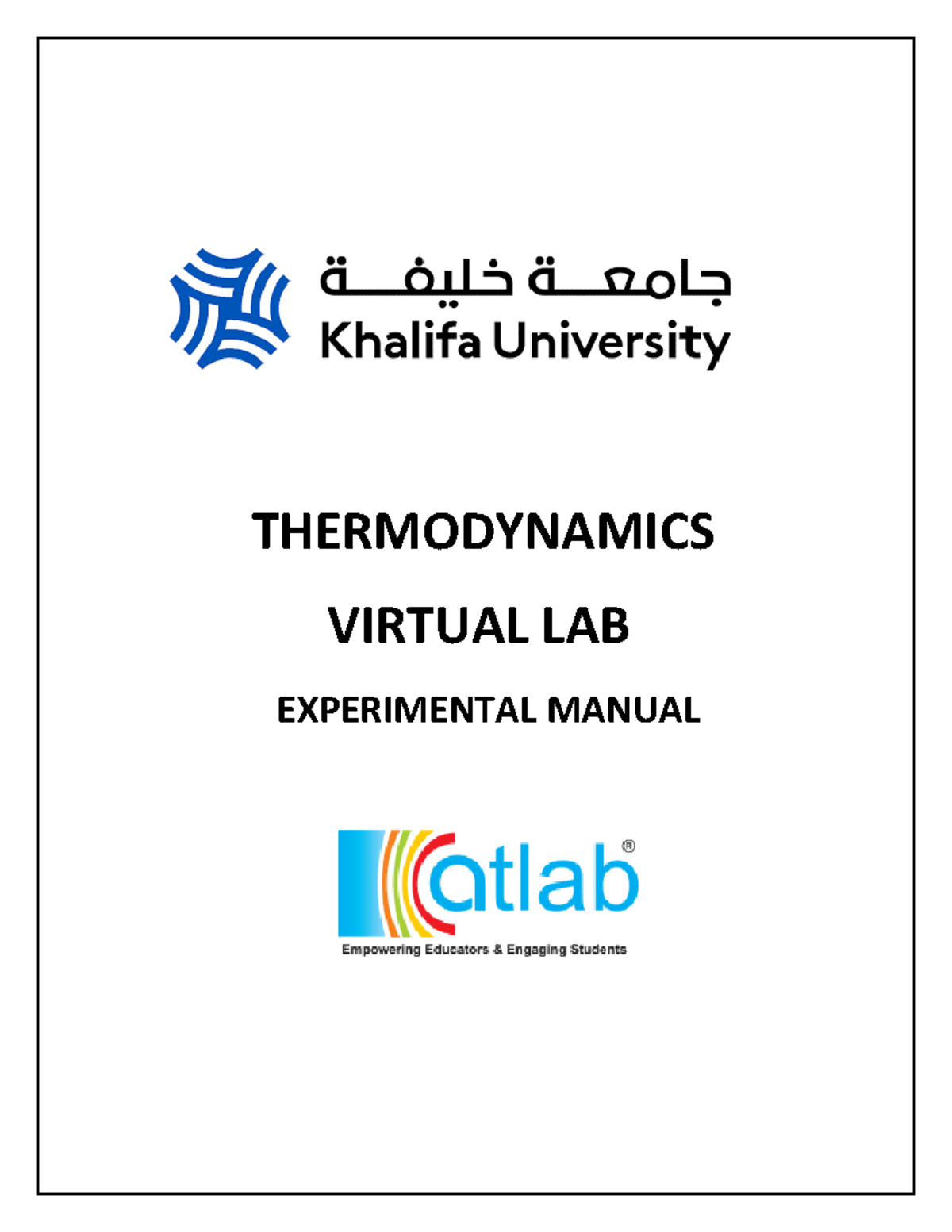 Heat Lab - User Manual - Virtual Lab Documents - THERMODYNAMICS VIRTUAL LAB EXPERIMENTAL MANUAL ...