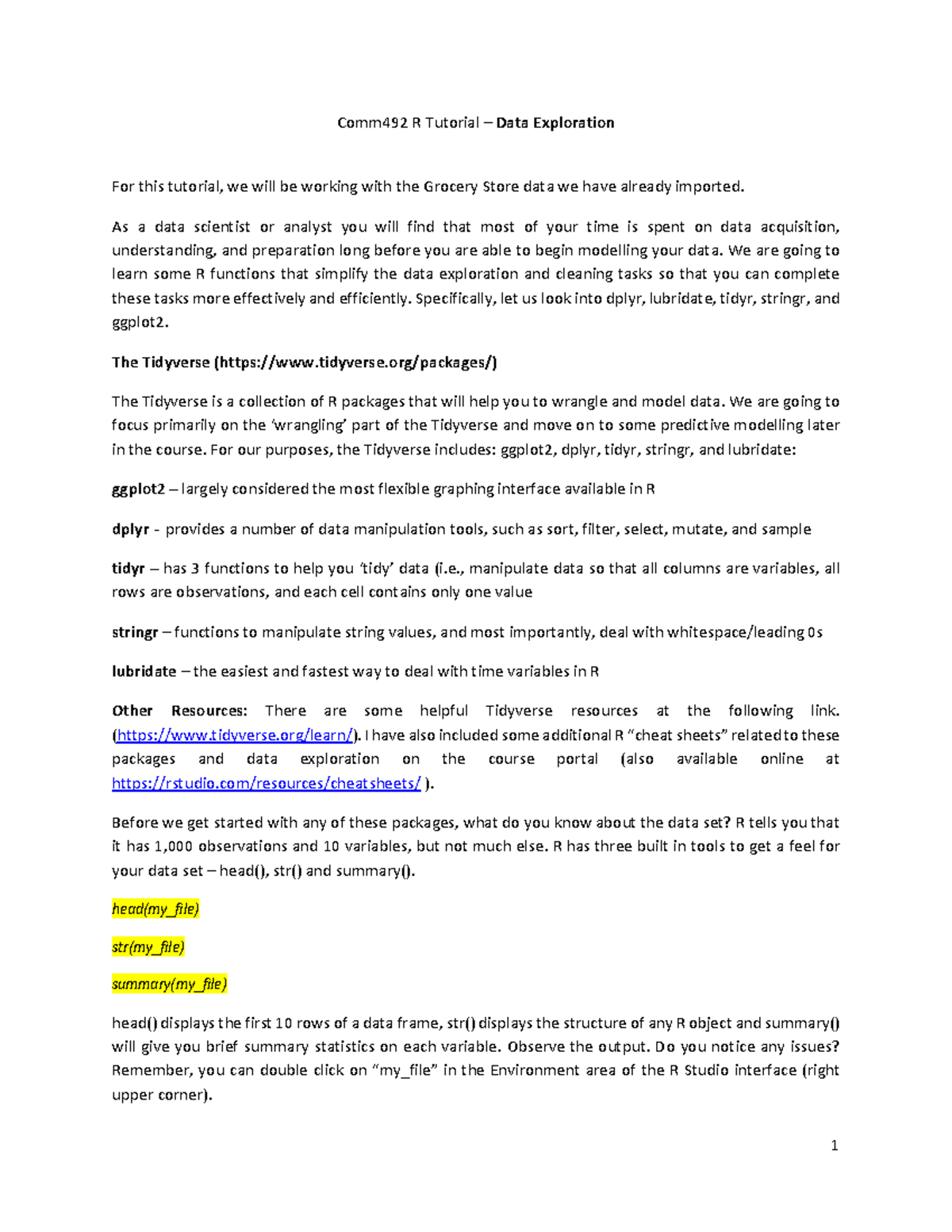 Tutorial - Data Exploration - Comm492 R Tutorial – Data Exploration For ...