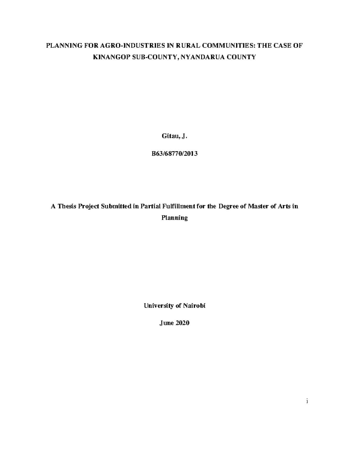 Planning for Agroindustries Thesis report - i PLANNING FOR AGRO ...