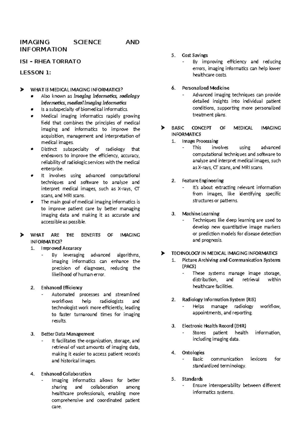 ISI- Notes- Prelim - Imaging Science And Informatics - IMAGING SCIENCE ...