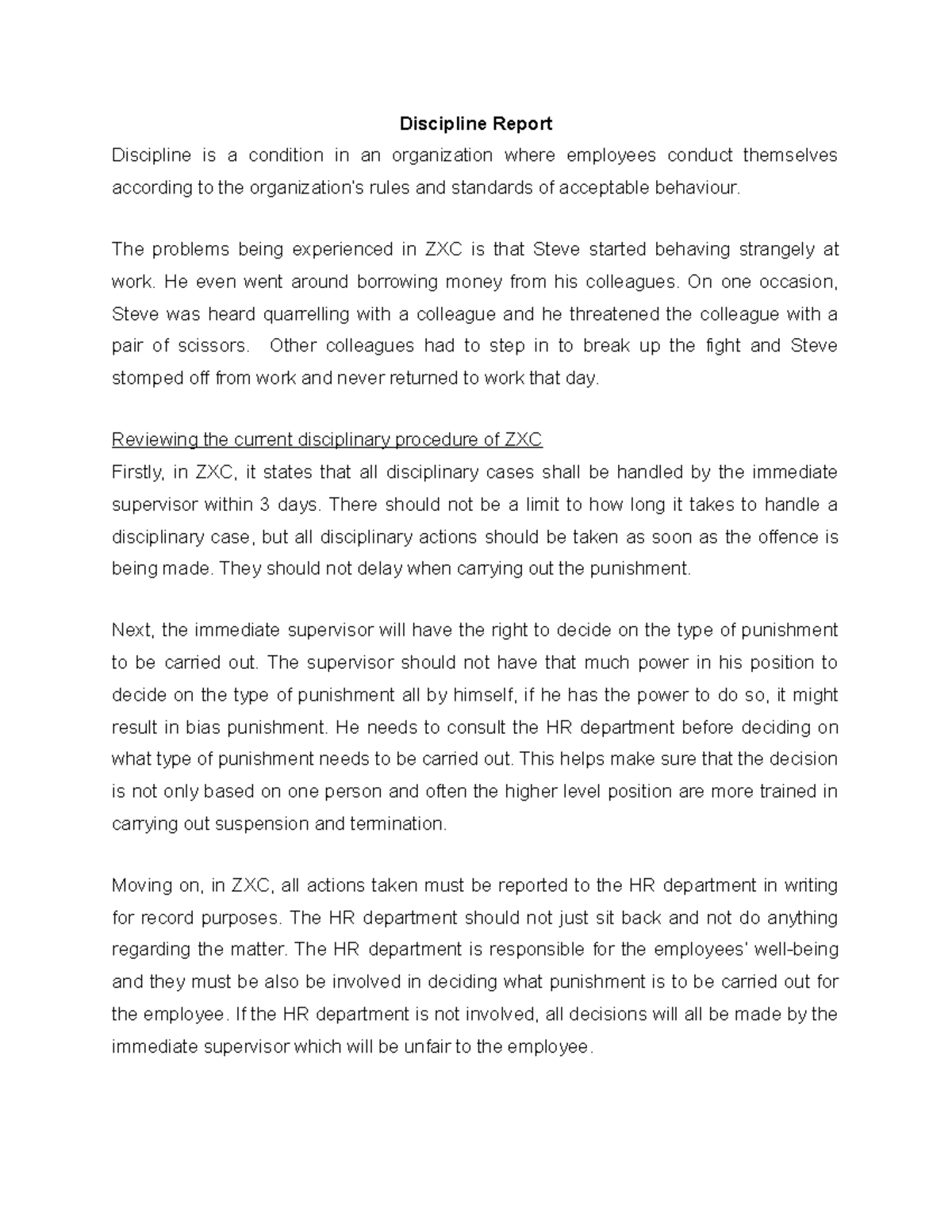 LTB Team Discipline Report - Discipline Report Discipline is a ...