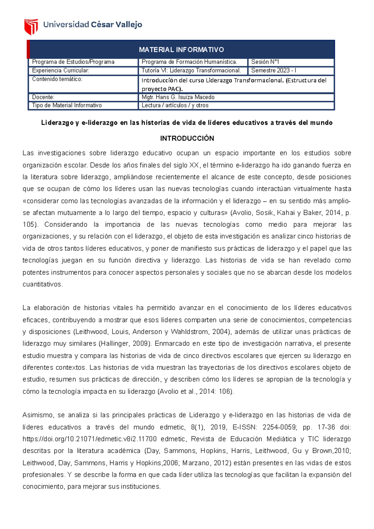 Material informativo Sesion 01 - MATERIAL INFORMATIVO Programa de ...