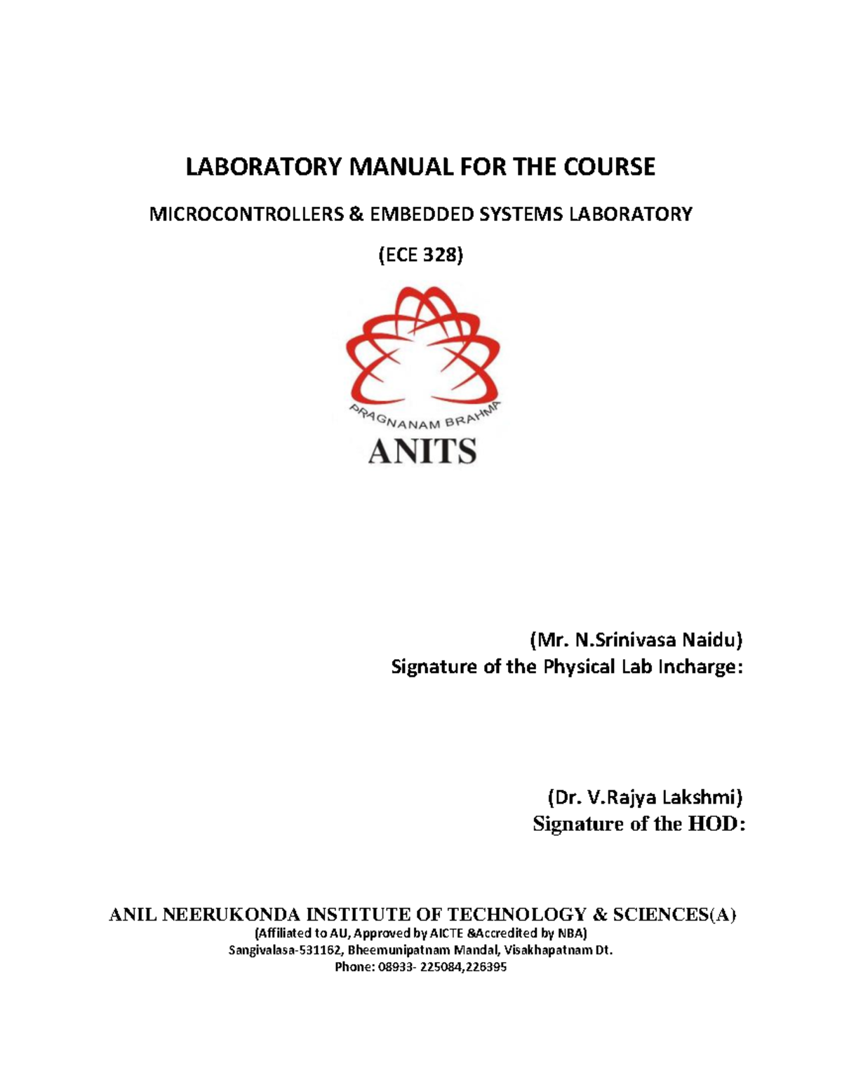 MCES LAB Manual - Nothing - LABORATORY MANUAL FOR THE COURSE ...