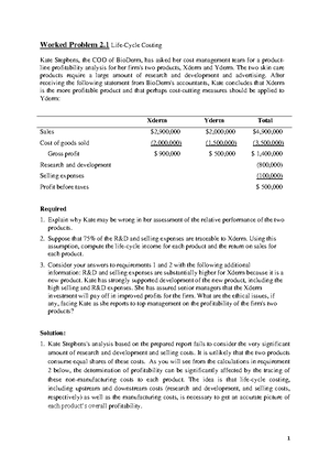 Tutorial Wk3 - 1 Week 4 Tutorial Cost Management Systems: Managing Costs II Pre-preparation ...