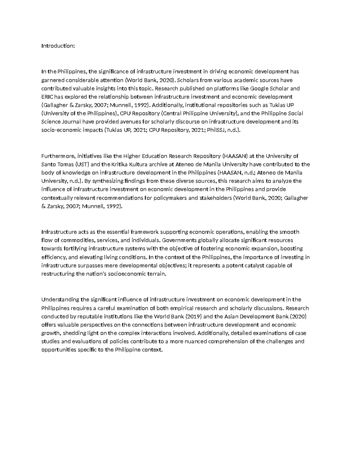 Introduction - Introduction: In the Philippines, the significance of infrastructure investment ...