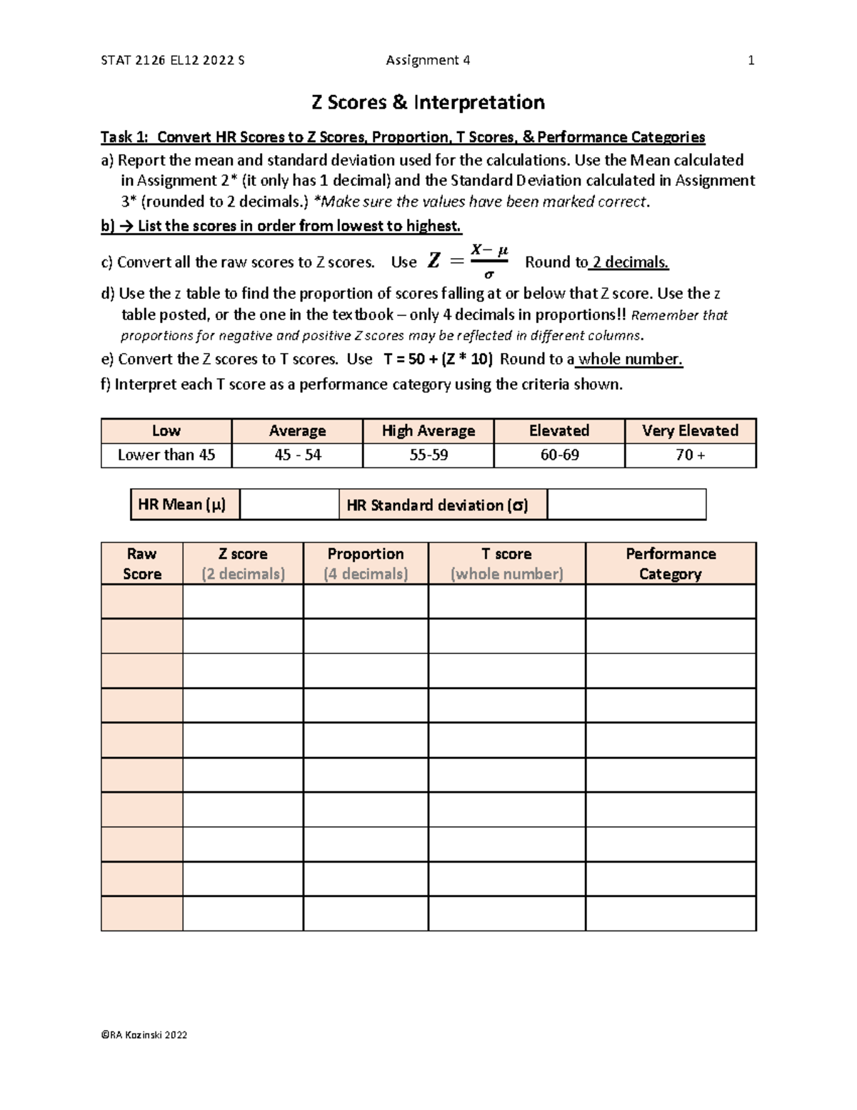 A4 Z Scores Percent - Assignment 4 Overview - STAT 2126 EL12 2022 S ...