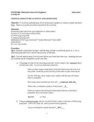 Lab #1 Report - Minh Chau Professor Palermo Materials Science: Engineering 1600 31 January 2020 ...