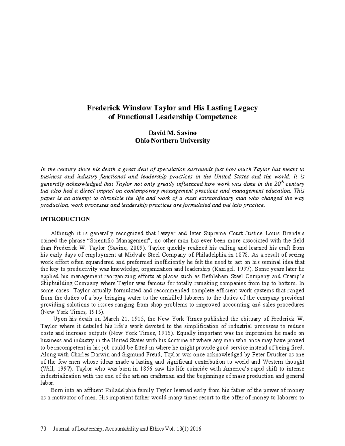 Ojsadmin,+Savino DM Web13 - Frederick Winslow Taylor and His Lasting ...
