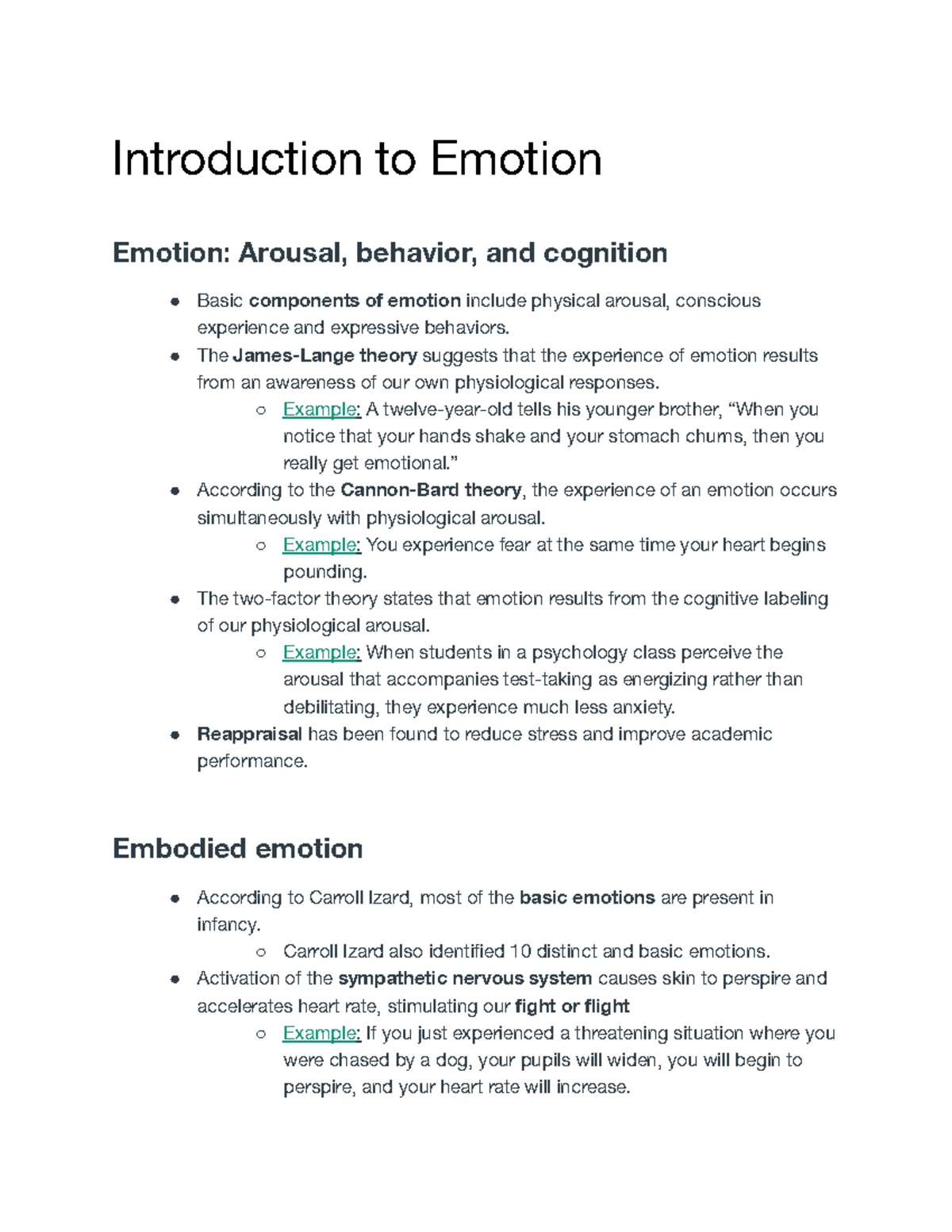 Introduction To Emotion Introduction To Emotion Emotion Arousal