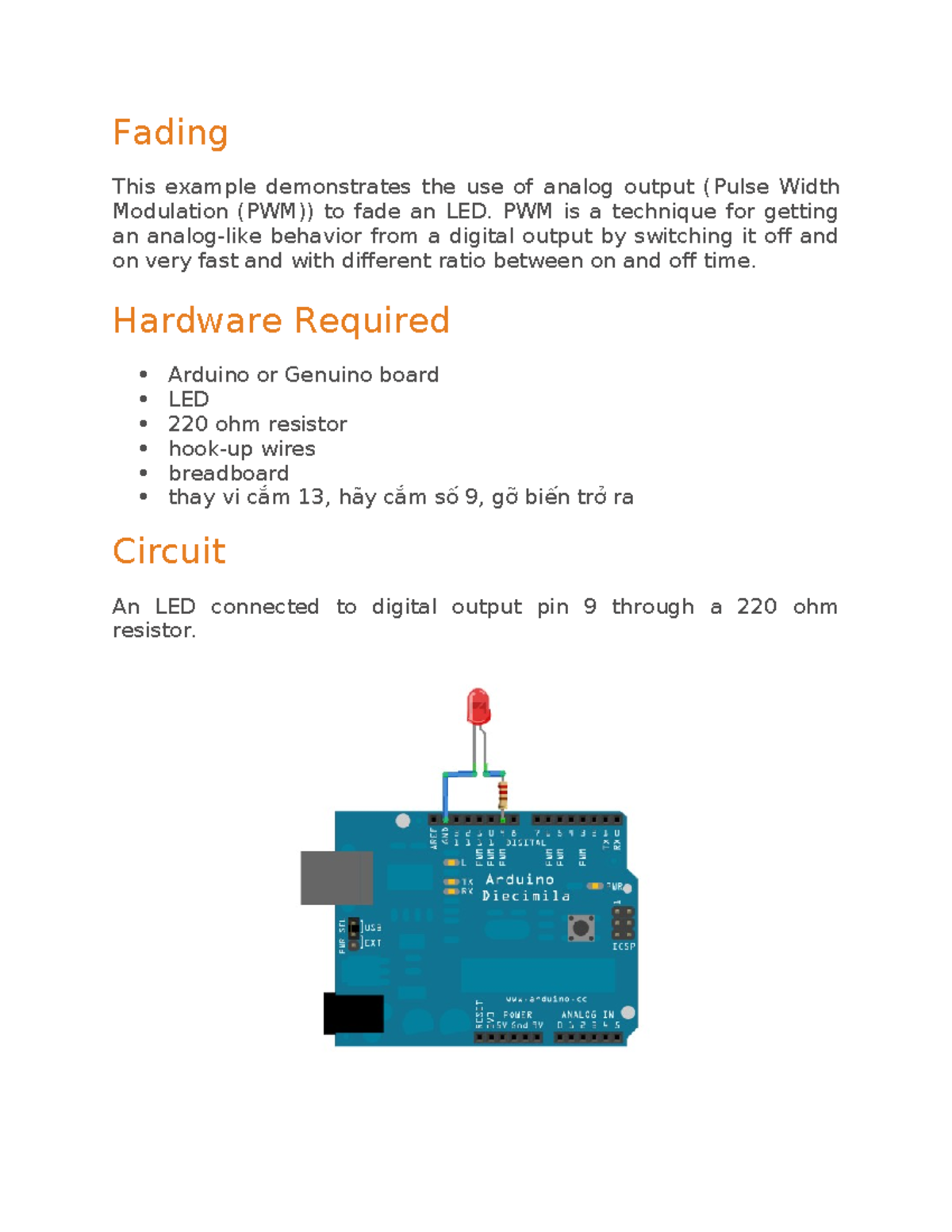 5c Fading Analog Write - good - Fading This example demonstrates the ...