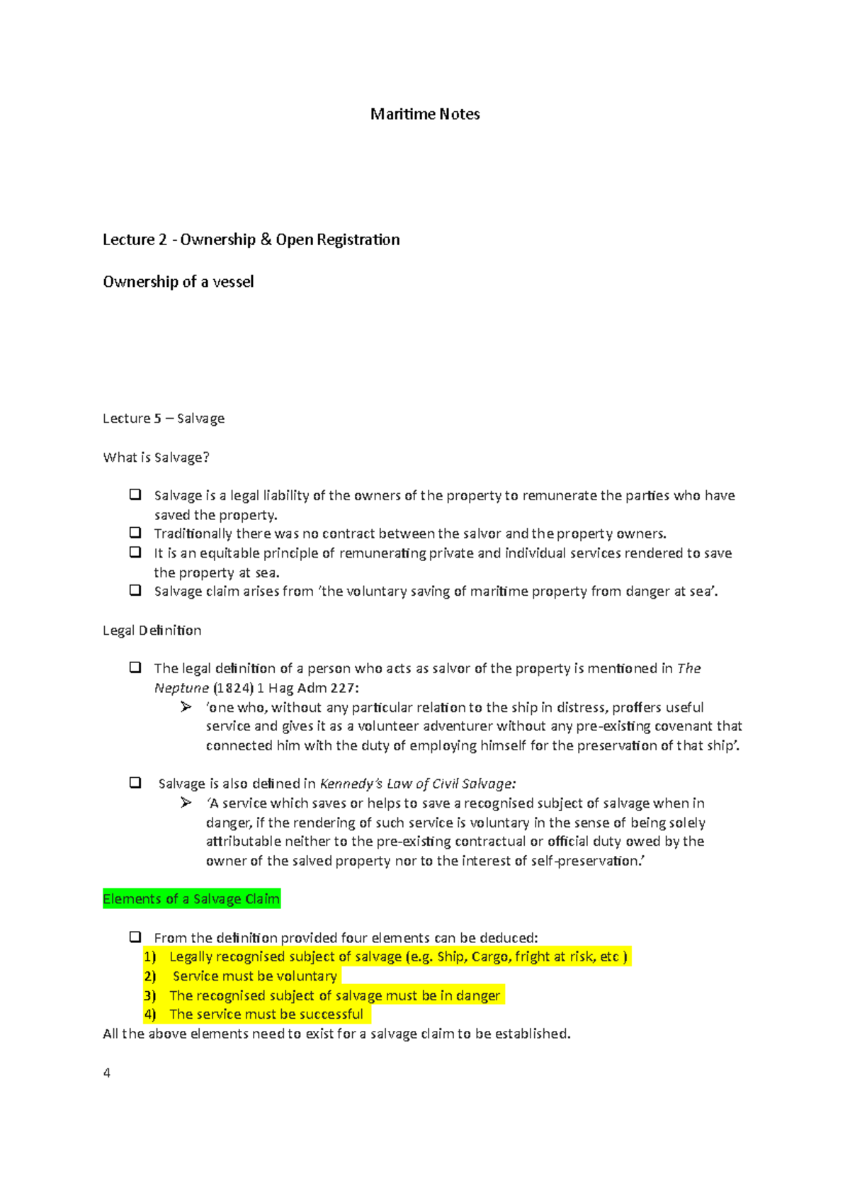 Maritime Notes - Maritime Notes Lecture 2 - Ownership & Open ...