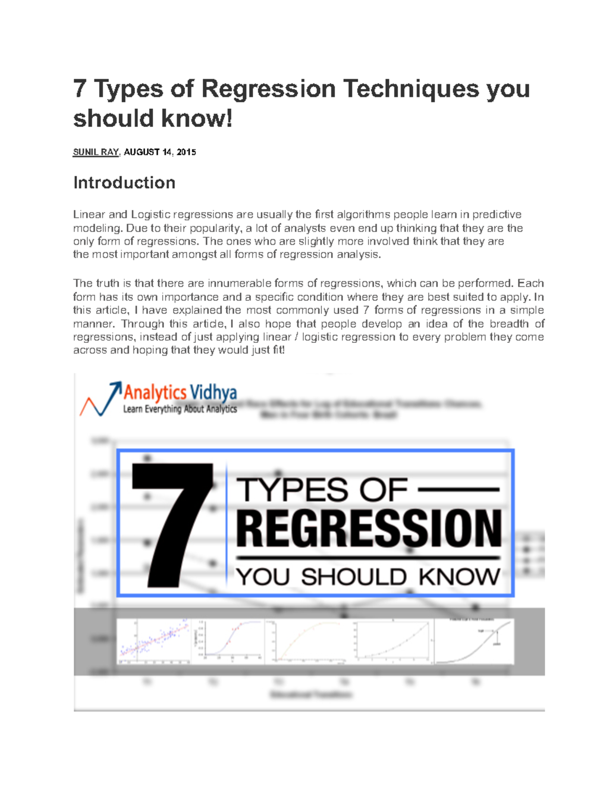 7 Types of Regression Techniques you should know - Due to their ...