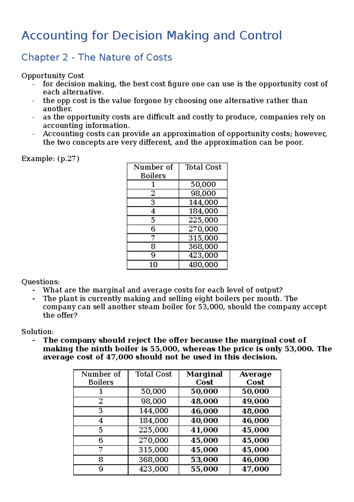 Accounting & Control Notes - Accounting for Decision Making and Control ...