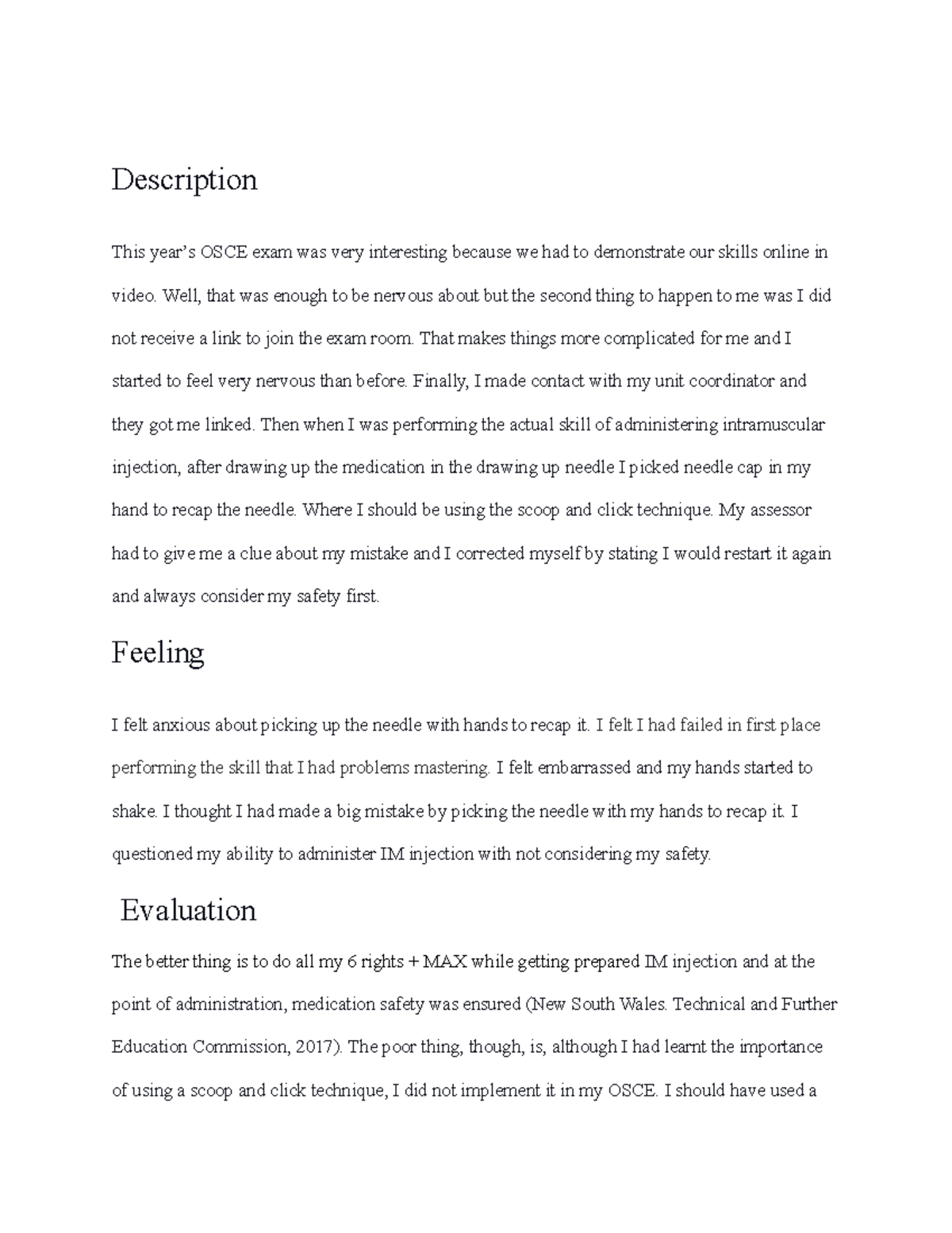 Reflection On Osce Grade 8 Description This Years Osce Exam Was