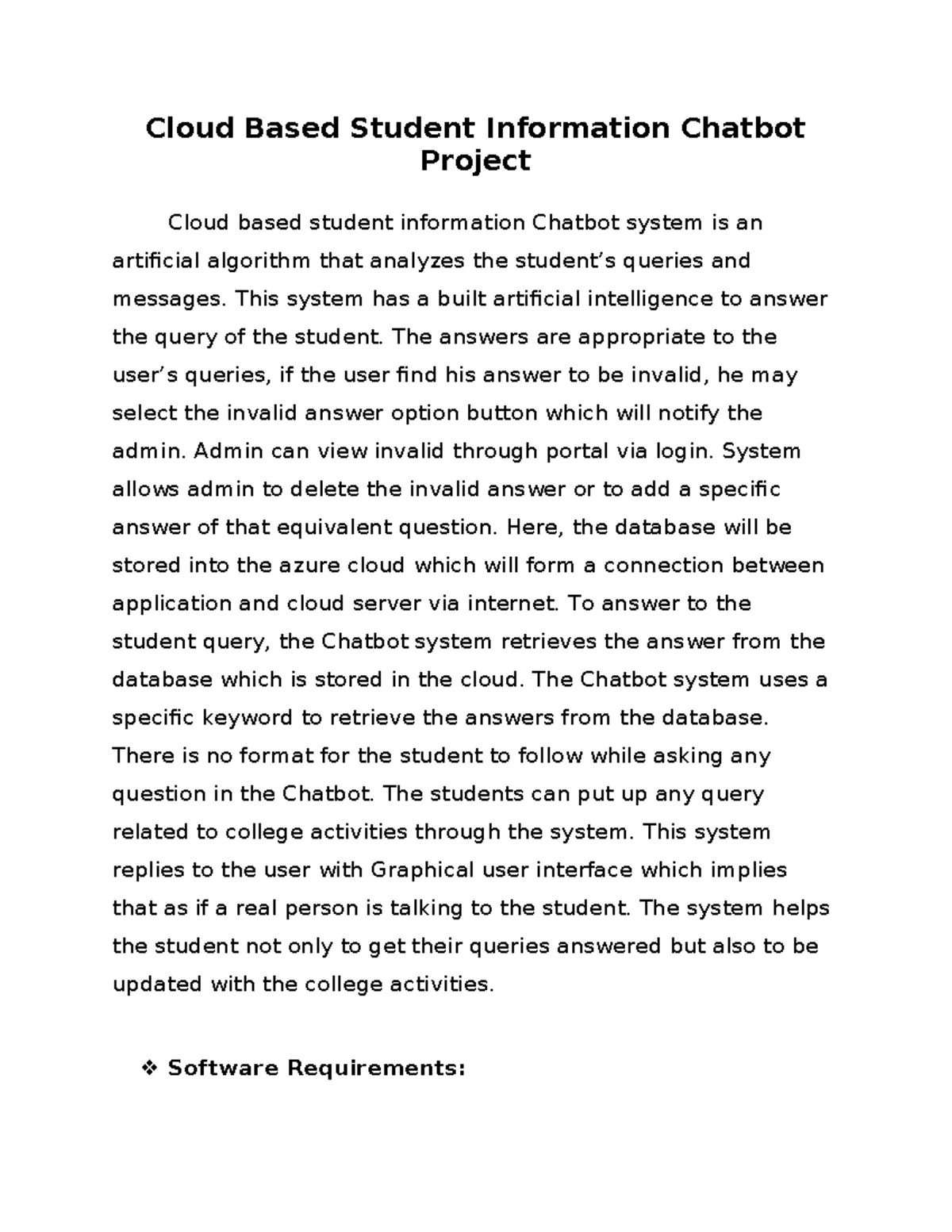 S279 - notes - Cloud Based Student Information Chatbot Project Cloud ...