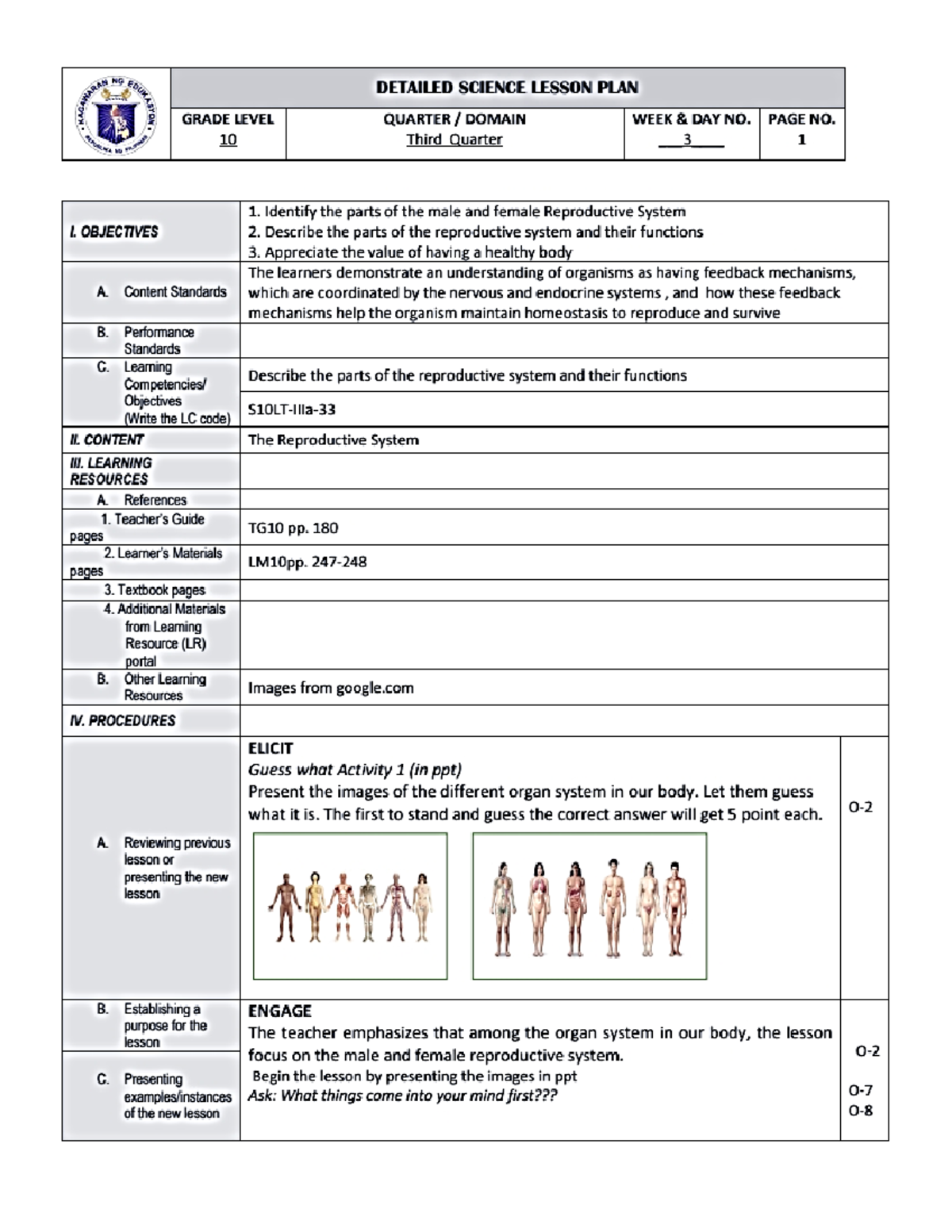 G10 Lesson Plan Q3 - Earth Science - Studocu