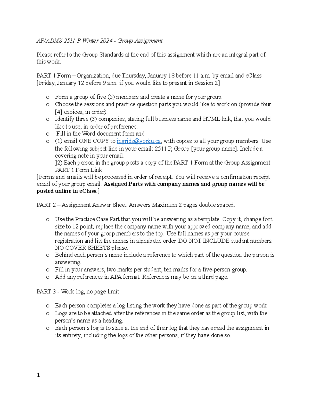 Group Assignment Details P - AP/ADMS 2511 P Winter 2024 - Group ...