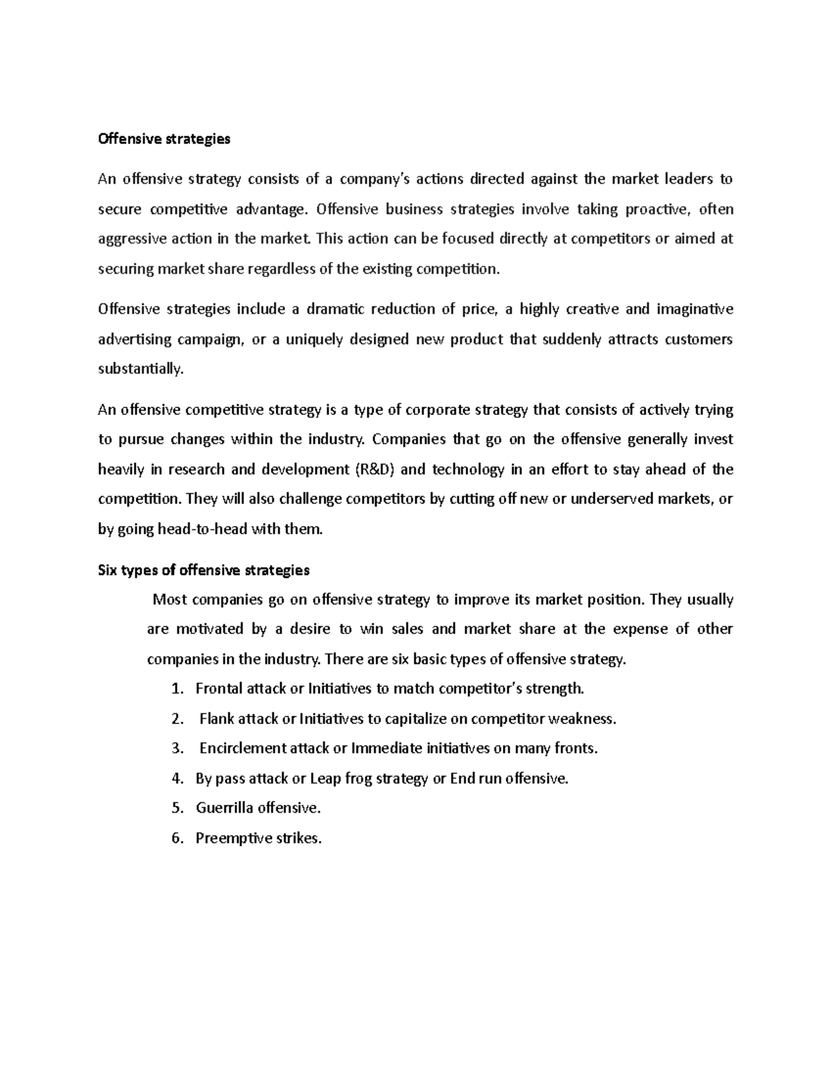 Offensive AND Defensive Strategies - Offensive strategies An offensive ...