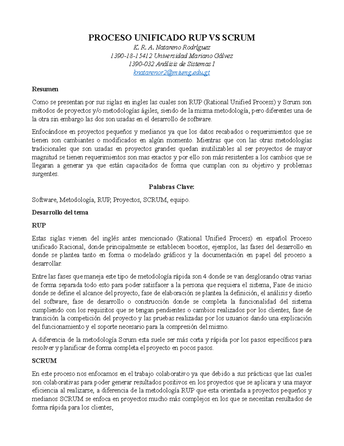 Proceso Unificado RUP vs Scrum - PROCESO UNIFICADO RUP VS SCRUM K. R. A ...