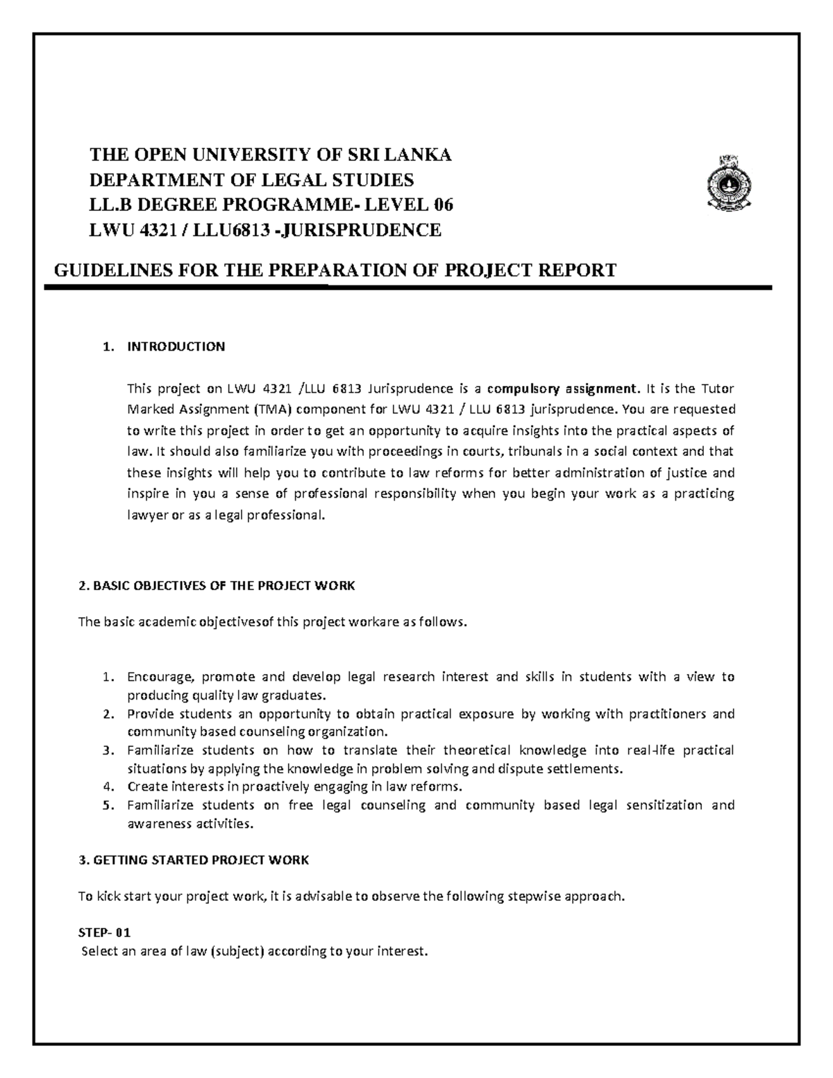 Level 6 - Project Report Guideline - LWU 4321 - GUIDELINES FOR THE ...