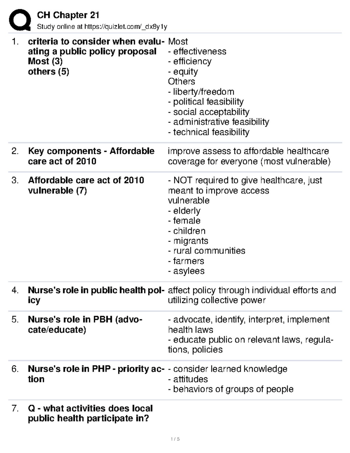 CH Chapter 21 - MED SURGE ASSIGNMENTS - Study online at quizlet/_dx8y1y criteria to consider ...