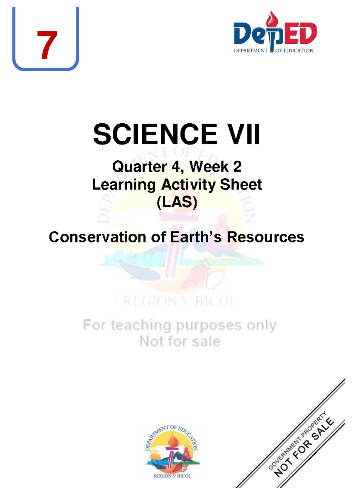 Science 7-Q4L2 - Learning Activity Sheet - SCIENCE VII Quarter 4, Week ...
