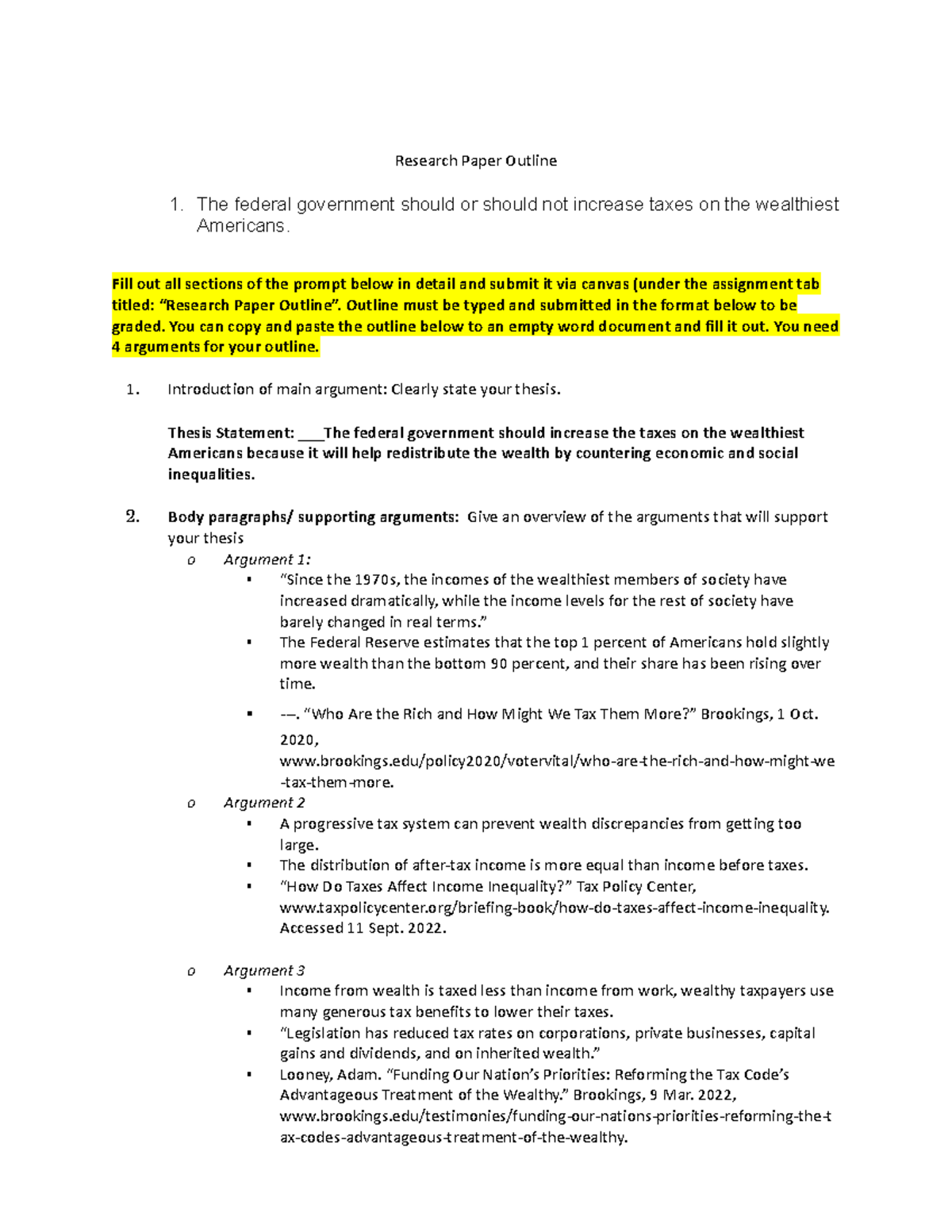 Research Outline Prompt (F22) - Research Paper Outline 1. The federal ...