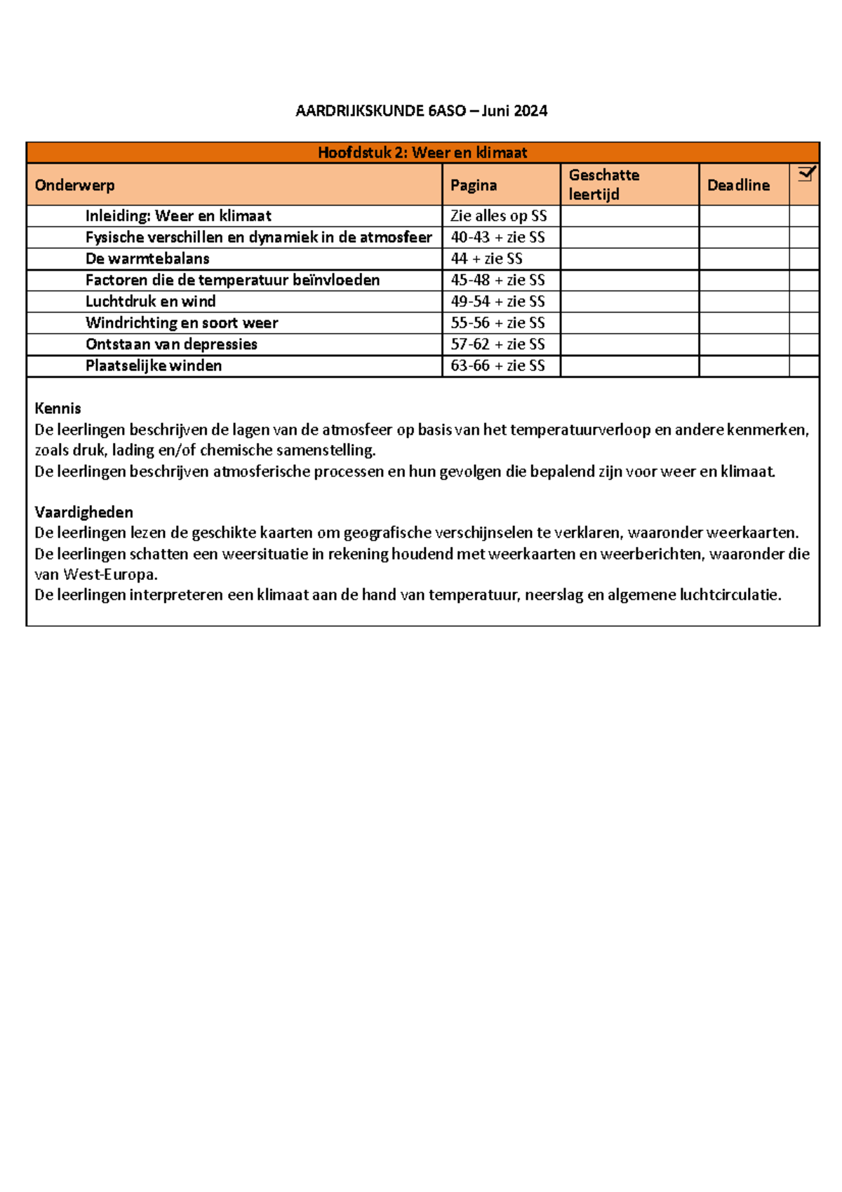 Aardrijkskunde 6ASO - Leerstofoverzicht examens juni 2024 - AARDRIJKSKUNDE 6ASO – Juni 2024 ...