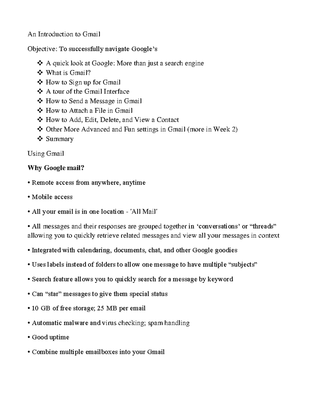 math notes everything - An Introduction to Gmail Objective: To ...