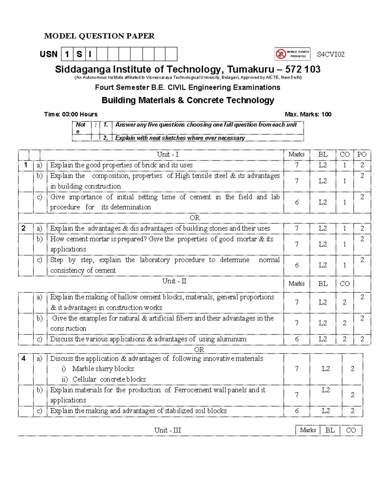 Model Question BMCT 23-24 Even HDS - USN 1 S I S4CVI MODEL QUESTION ...