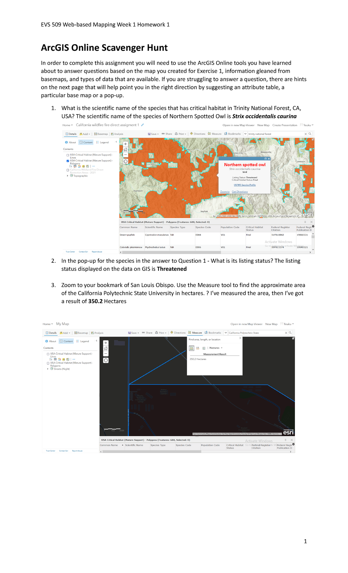 EVS 509 Week1Homework-Scavenger Hunt - ArcGIS Online Scavenger Hunt In order to complete this ...