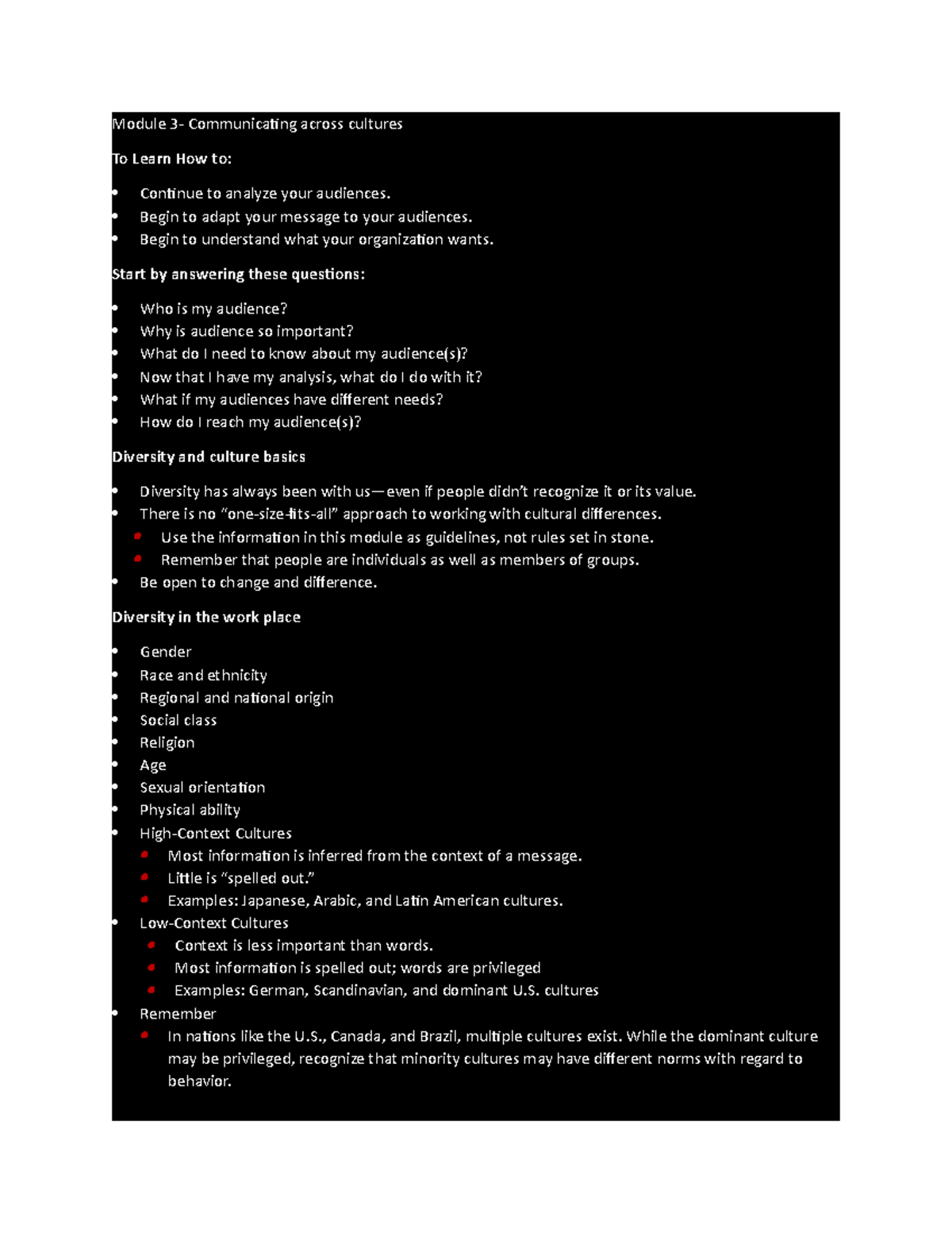 Module 3- communicating across cultures - Begin to adapt your message ...